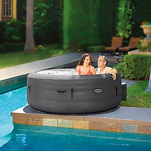 INTEX 28483E SimpleSpa Bubble Massage Spa: includes Insulated Cover – Built-in QuickFill Inflation – Soothing Jets – 4 Person Capacity – 77" x 26"