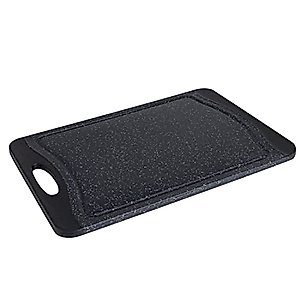 Kitchen Details Granite Look Cutting Board | Medium | 11.5” x 8” | Non-Slip Grip | Reversible Surface | Outside Drip Edge | Black