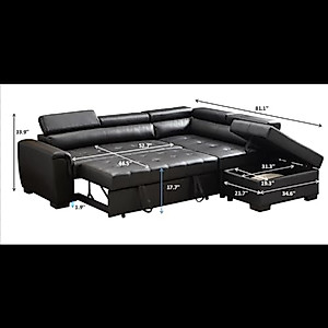 ylyajy PU Leather Sofa Sectional Sofa Bed for Living Room Sleeper Sofa Set L Shaped Comfortable Large Sofa Leisure Soft Couch