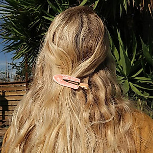 Magicsky 10PCS No Bend Hair Clips for Styling, Acrylic Resin Flat Clip, No Crease Curl Small Pin, Bang Seamless Hair Barrette Tool for Makeup-Hairstyle Accessories for Women Girls, Pink Opal