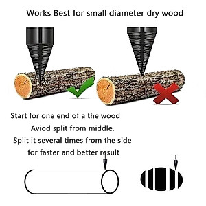 HENGZHE Firewood Log Splitter, 3pcs Drill Bit Removable Cones Kindling Wood Splitting logs bits Heavy Duty Electric Drills Screw Cone Driver Hex + Square + Round 32mm/1.26inch