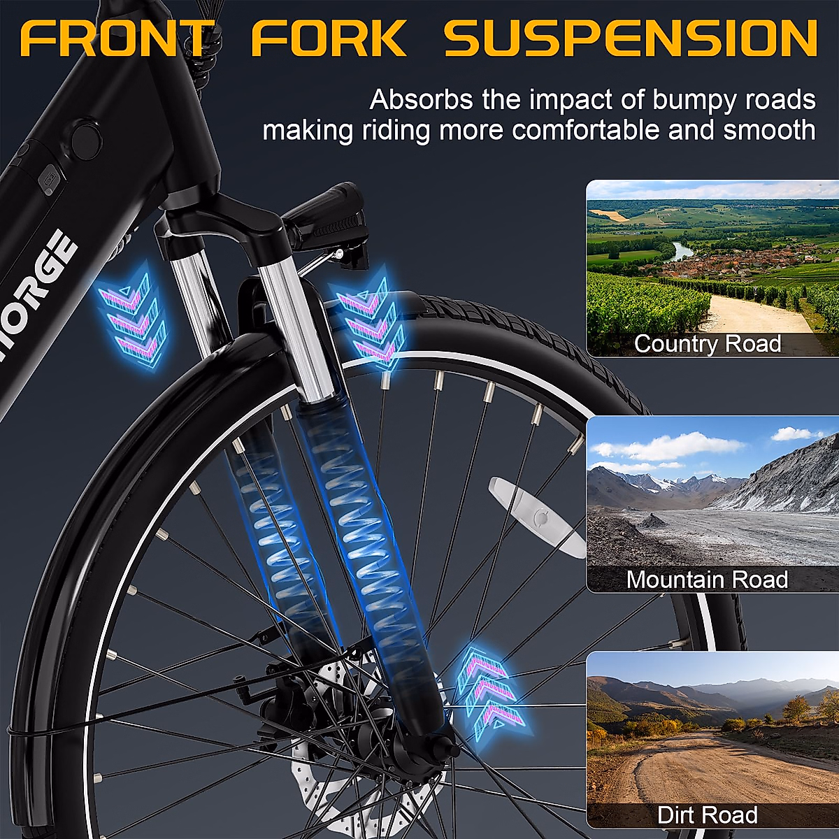 KORNORGE Electric Bike KC7, 26” Electric Bike for Adults with LCD Display, 350W Motor Ebike Up to 19.98 MPH, 36V 12.5Ah Battery, Dual Shock Absorber, Certified to UL Standard 2849