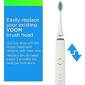Voom Sonic Pro 7 Series Replacement Brush Heads Advanced Bristle Technology Soft Dupont Nylon Bristles Oral Care - White - Pack of 4