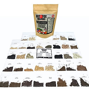 Non-GMO Heirloom Seed Kit | 15,000+ Non-Hybrid Open-Pollinated Seeds | 35 Varieties of Fruit and Vegetable Seeds |Easy Storage | Emergency Preparedness | Veteran Owned Business | Red Fox Organics