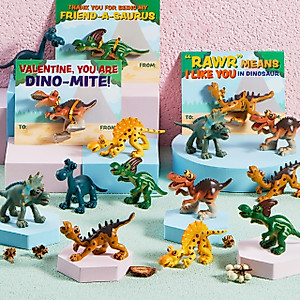JOYIN 28 PCS Valentines Day Gifts Cards with Dinosaur Figure Toys for kids, Valentine's Greeting Cards for kids classroom gifts, Classroom Exchange Prizes for Boys Girls Classroom Party Favor