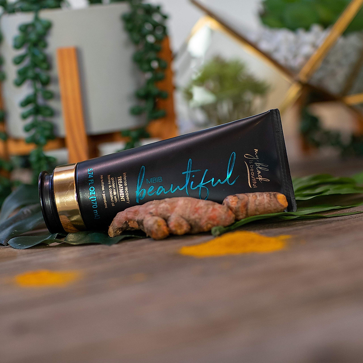 MY BLACK IS BEAUTIFUL Golden Milk Intense Recovery Hair Treatment, 5.7 Fl Oz — Sulfate Free, Deep Conditioning Hair Mask for Curly and Coily Hair — Formulated with Coconut Oil, Honey, and Turmeric