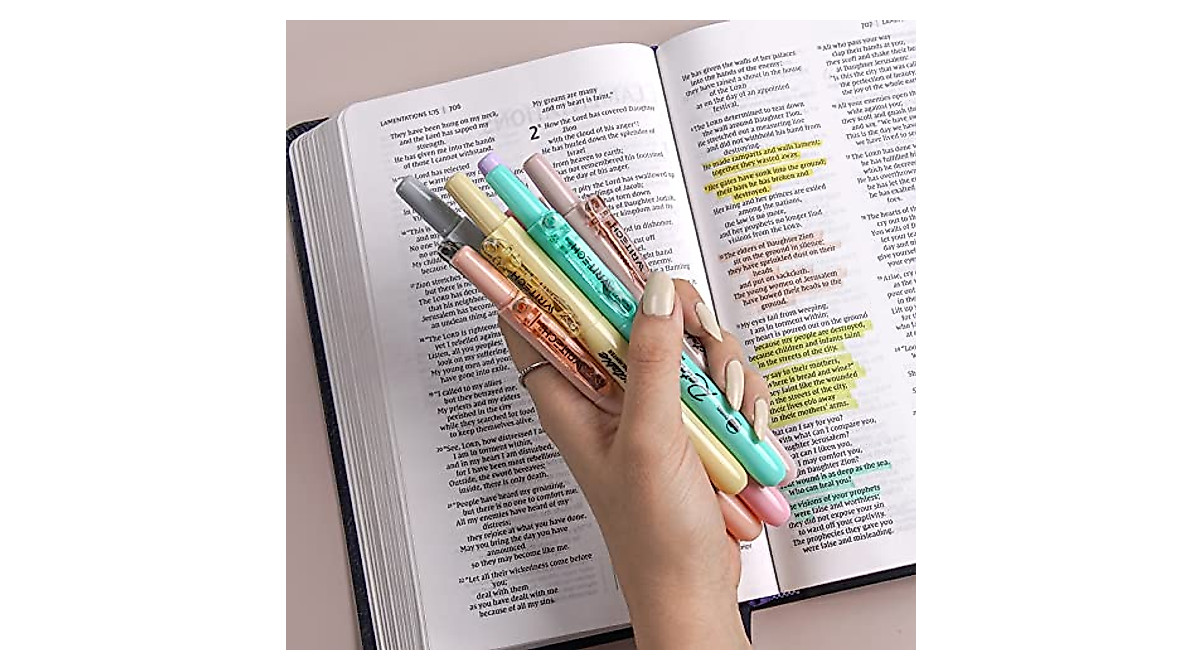 WRITECH Retractable Bible Highlighters Assorted Pastel Colors 12 Pack