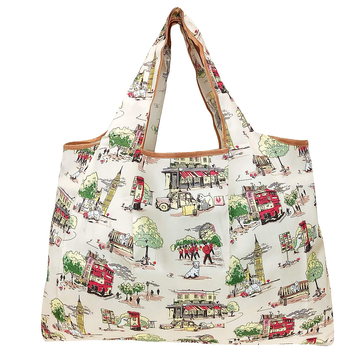 allydrew Large Foldable Tote Nylon Reusable Grocery Bag, 3 Pack, Expedition