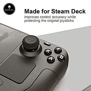 Skull & Co. Skin, CQC and FPS Thumb Grips Joystick Cap Analog Stick Cover for Steam Deck and ROG Ally- Black, Set of 6