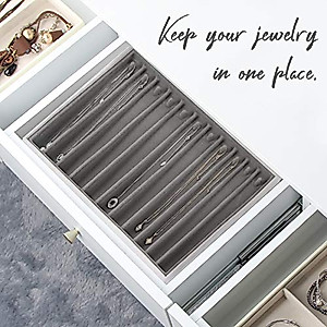 JackCubeDesign 11 Compartments Stackable Synthetic Leather Jewelry Tray Earring Necklace Bracelet Ring Organizer Display Storage Box(Set of 1, White, 16 x 9.6 x 1.6 inches)- :MK212-2B