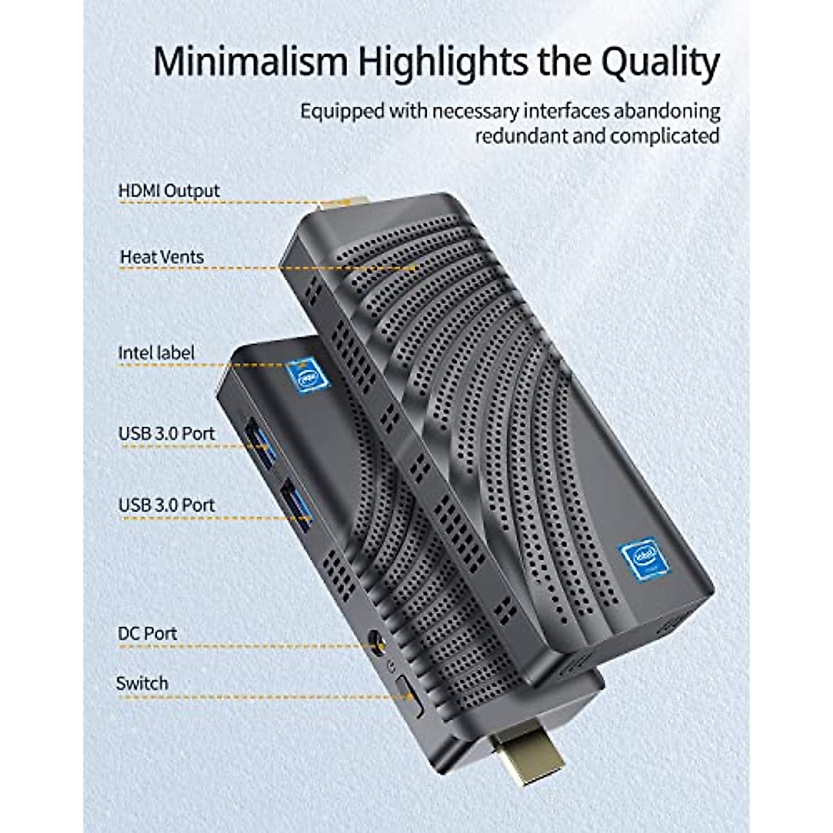 Mini PC Stick Intel Celeron N4000 (Up to 2.6GHz) Windows 10 Pro Mini Computer Stick 4GB DDR4 64GB eMMC Micro Desktop Small Form Factor PC Supports 4K HDMI, 2.4G/5G WiFi, Bluetooth 4.2, Auto Power On