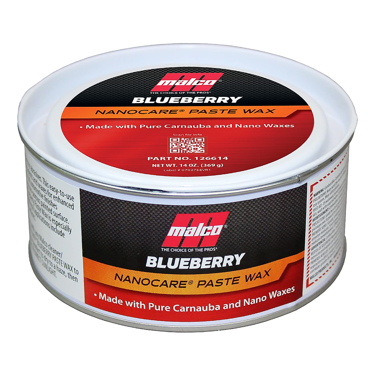 Malco Nano Care Blueberry Paste Wax - Creates High Gloss Finish and Long-Lasting Shine / Premium Paste Wax for Use on Fiberglass, Gel Coat and Painted Vehicle Finishes / 14 Oz. (126614)