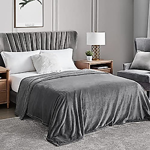 Hansleep Fleece Blanket Twin Size Grey, Soft Cozy Twin Blanket, Fuzzy Flannel Lightweight Blanket for Bed, Sofa, Couch, Travel, Camping, 60 x 80 Inches