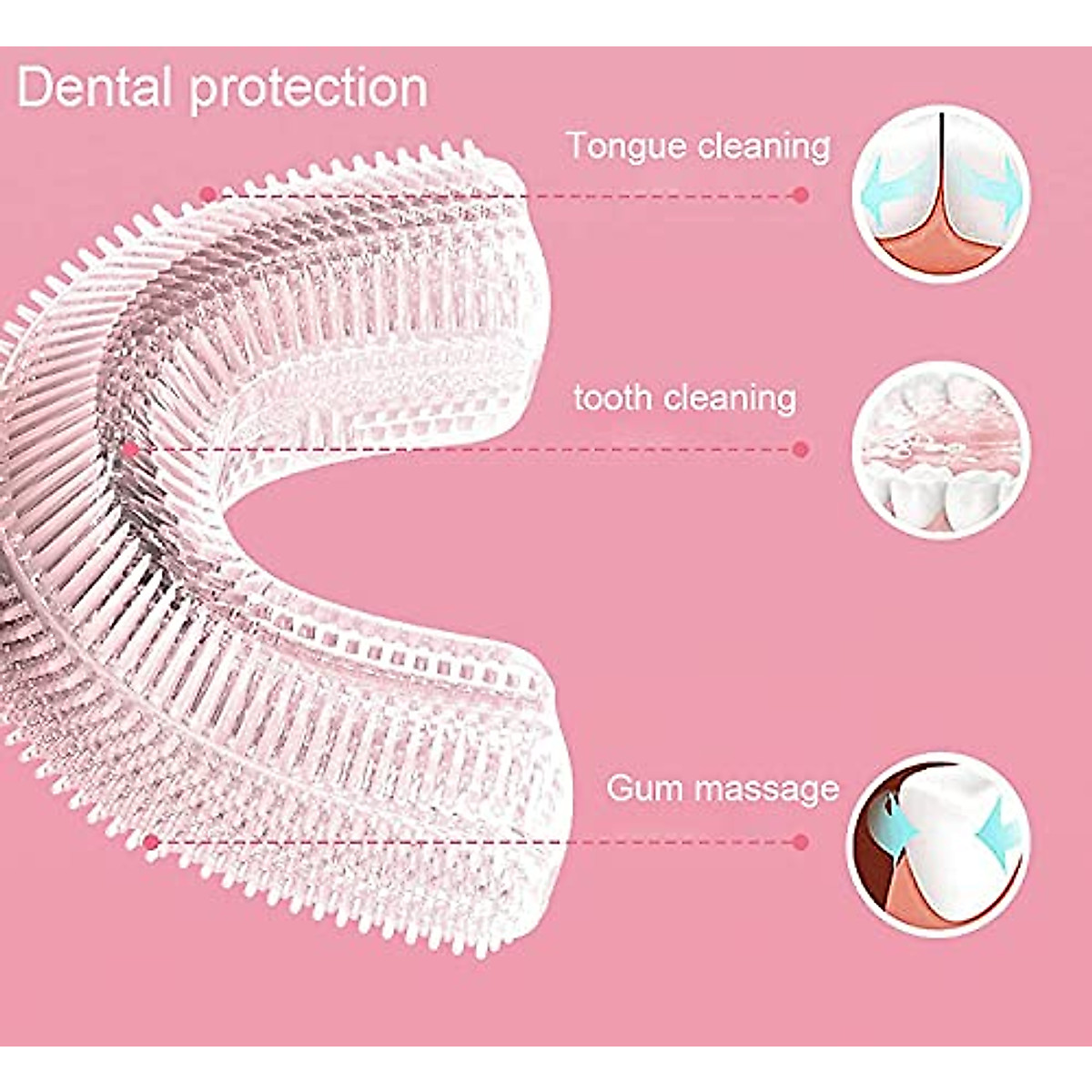 Smiletech Kids U Shaped Automatic Toothbrush Cartoon Panda LED Blue Light and Nice Music IPX7 Waterproof (Purple(2-7age))