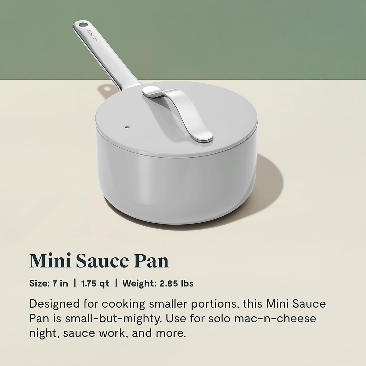 Caraway Mini Duo - Non-Stick Ceramic Mini Fry Pan (1.05 qt, 8") & Mini Sauce Pan (1.75 qt) - Non Toxic, PTFE & PFOA Free - Oven Safe & Stovetop Agnostic (Gas, Electric & Induction) - Gray