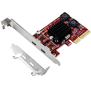 PCI Express to 2X USB 3.1 GEN2 Type C 10Gbps Ports Card for Windows 7, 8.1, 10, 11 (32/64) and MAC OS 10.9,10.10,10.12,10.13,10.14,10.15 PCs, Built in Smart Power Control Technology (PCE-U312C)