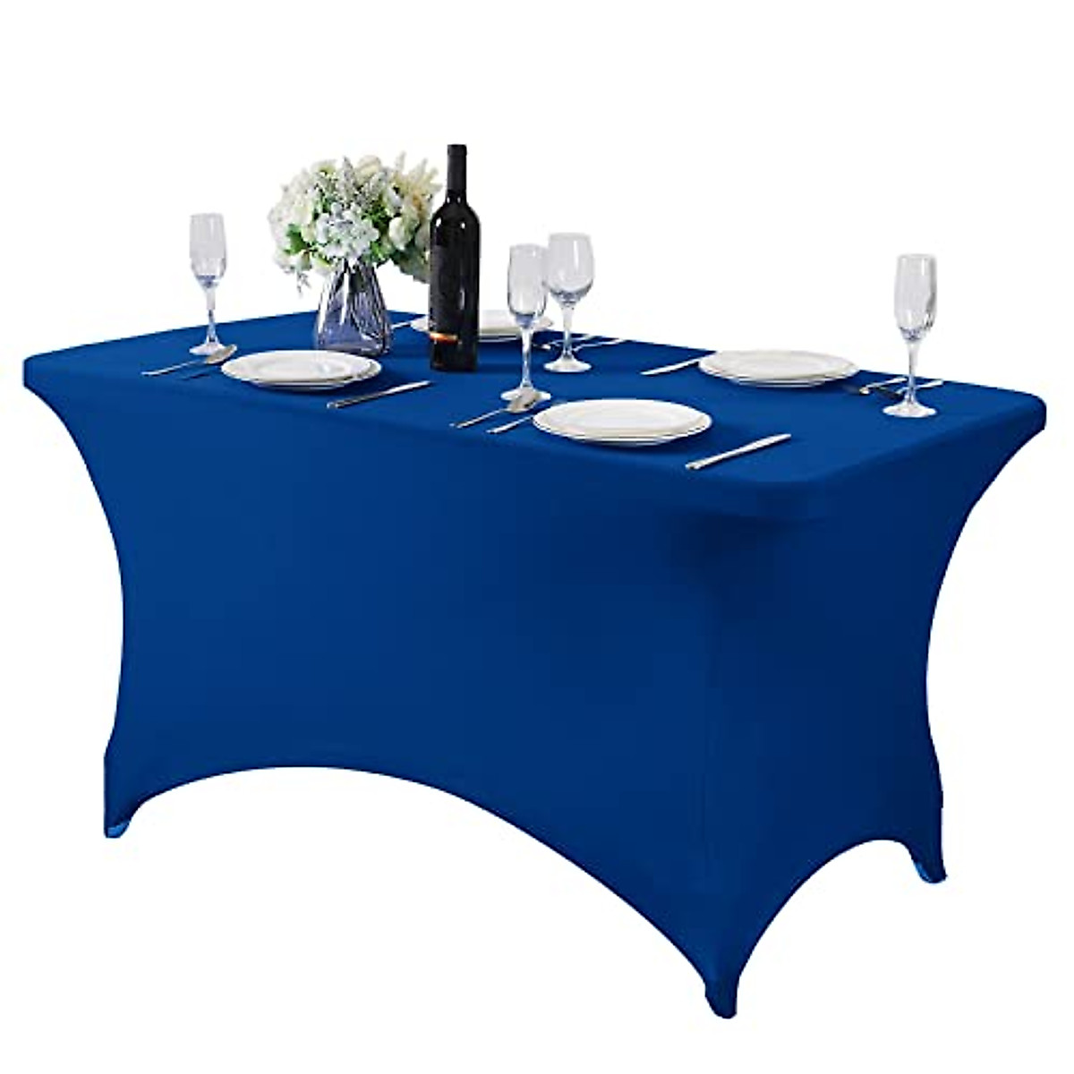 Hezuzo Spandex Table Cover for 4FT Table Universal Fitted Stretch Tablecloth for Party, Banquet, Wedding and Events-Classicblue
