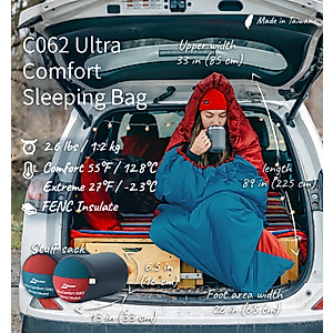 Litume Compact Velvet Lined Sleeping Bag, Lightweight Three Season Sleeping Bag, Water Repelling Sack for Warm and Cold Weather, Comfortable, Backpacking, Hiking, Camping, Traveling(Harbor Blue)