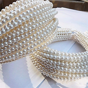 Aoxmas 2pcs Simple Design Pearl Headbands for Women Wedding Party Bridal Hair Hoop Elegant Hair Hoop