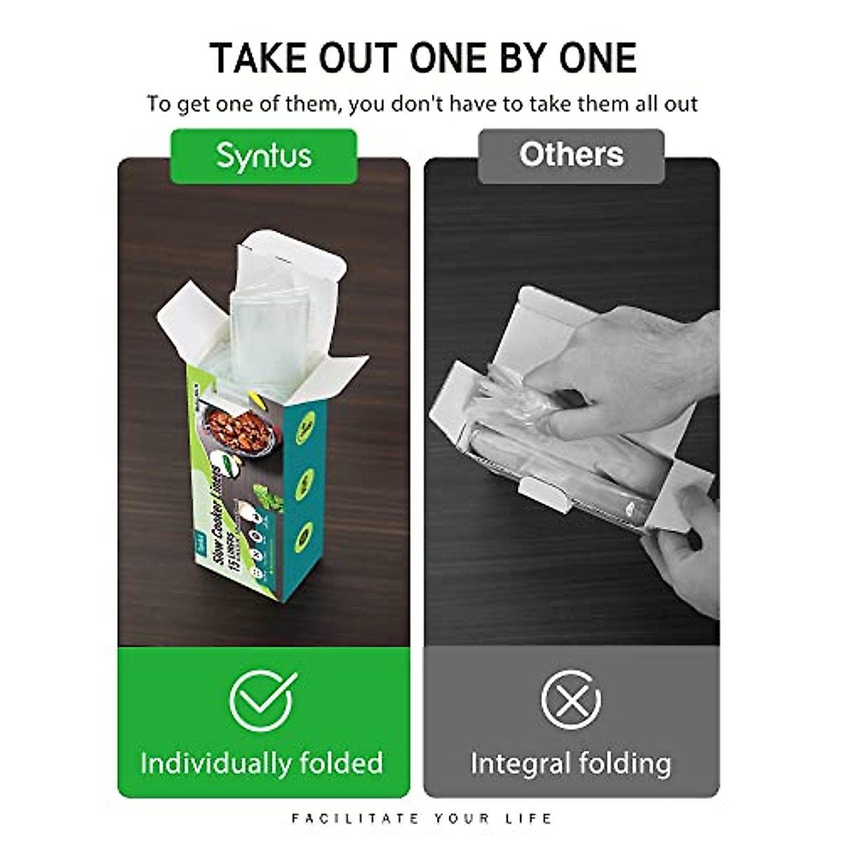 Syntus Slow Cooker Liners, Cooking Bags Large Size Crock Pot Liners Disposable Pot Liners Plastic Bags, Fit 3QT to 8QT for Slow Cooker Crockpot Cooking Trays, 13"x 21" 1 Pack (15 Liners)