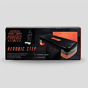 Phoenix Fitness Aerobic Step Platform - Adjustable Stepper for Exercise, Cardio, Core, Strength, Stamina and Resistance Training - Non-Slip Removable Risers for Home Gym Workout - Height: 4" & 6 Inch