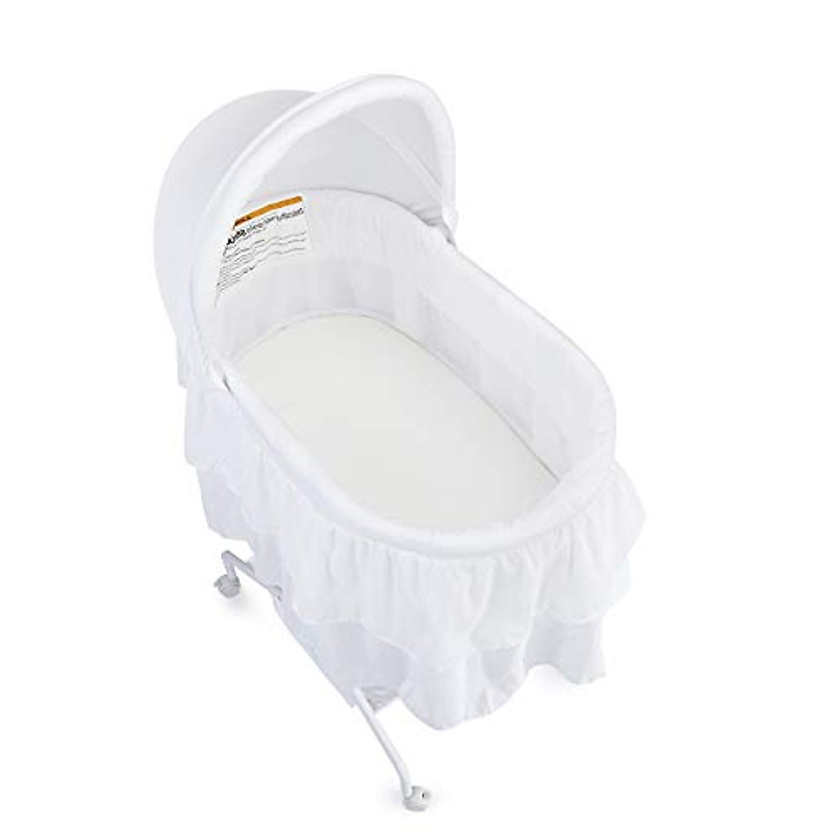 Big Oshi Madison Newborn Baby Bassinet - Bassinet for Boys or Girls - Perfect for Indoor Bedside Napping – Removable Canopy Cover – Includes Mattress Pad and Sheet, White