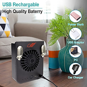 FANCYWING Portable Waist Clip Fan, 8000Mah Personal Battery Operated Waist Belt Fan with Super Strong Airflow, Rechargeable Necklace Fan USB Body Cooler for Hiking, Camping, Fishing, Cycling…