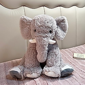 UBABER 20 Inch Large Elephant Stuffed Animals,Clever Elephant Plush Pillow for Kids,Big Stuffed Elephant Toy,Perfect Elephant Gifts for Girls and Boys,Super Soft Elephant Room Decoration(Gray).
