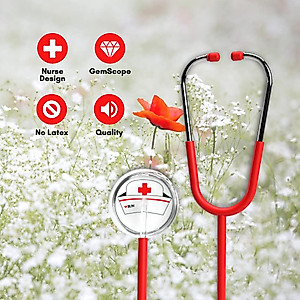 Red Nurse Stethoscope with RN and Nurse Hat on Diaphragm