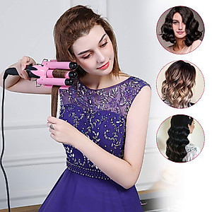 3 Barrel Curling Iron Wand Hair Crimper Iron with LCD Temperature Display - 1 Inch Ceramic Tourmaline Triple Barrel Hair Waver Curling Iron, Dual Voltage Crimping Iron Hair Curling Wand