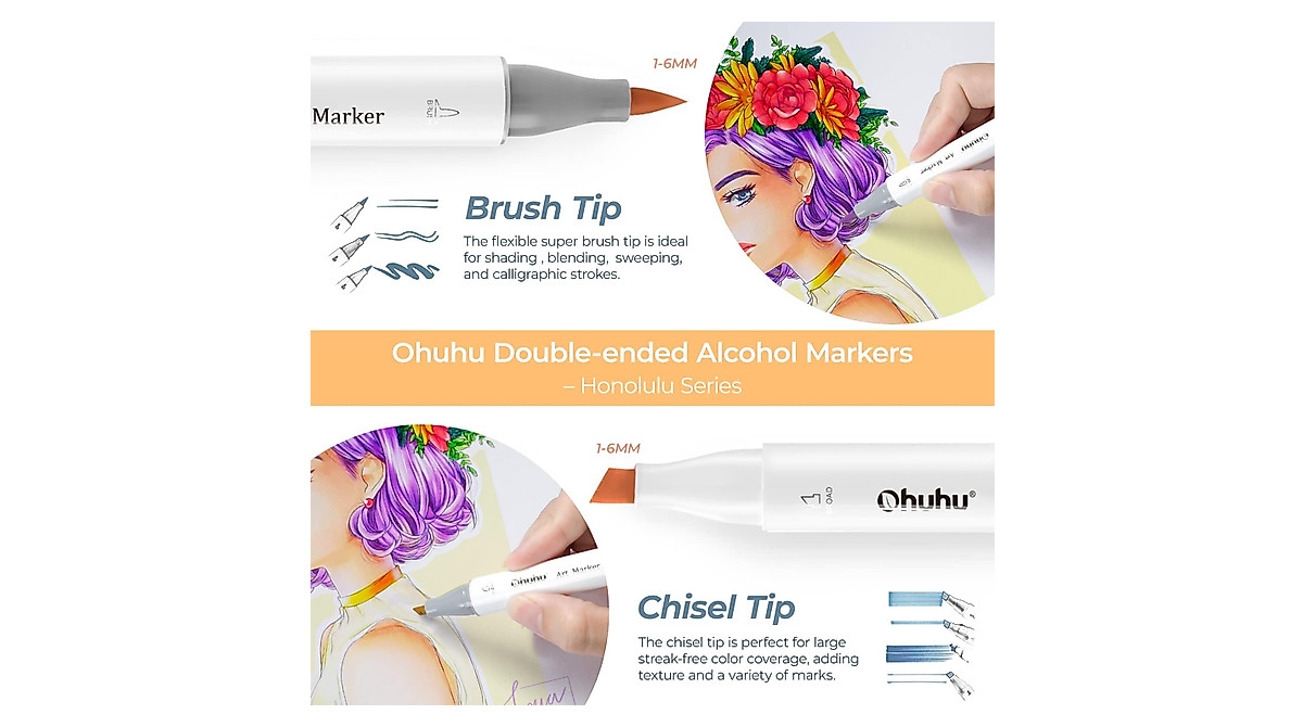 72 Colors Alcohol Markers by Ohuhu | Perfect for Artists & Kids