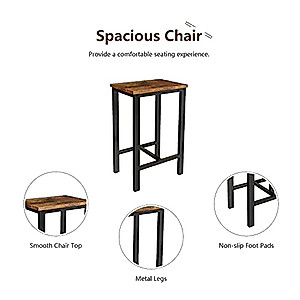 AWQM 5 Pcs Dining Table Set, Modern Bar Table Set with 4 Chairs, Home Kitchen Breakfast Table and Chairs Set Ideal for Pub, Living Room, Breakfast Nook, Easy to Assemble (Rustic Brown)