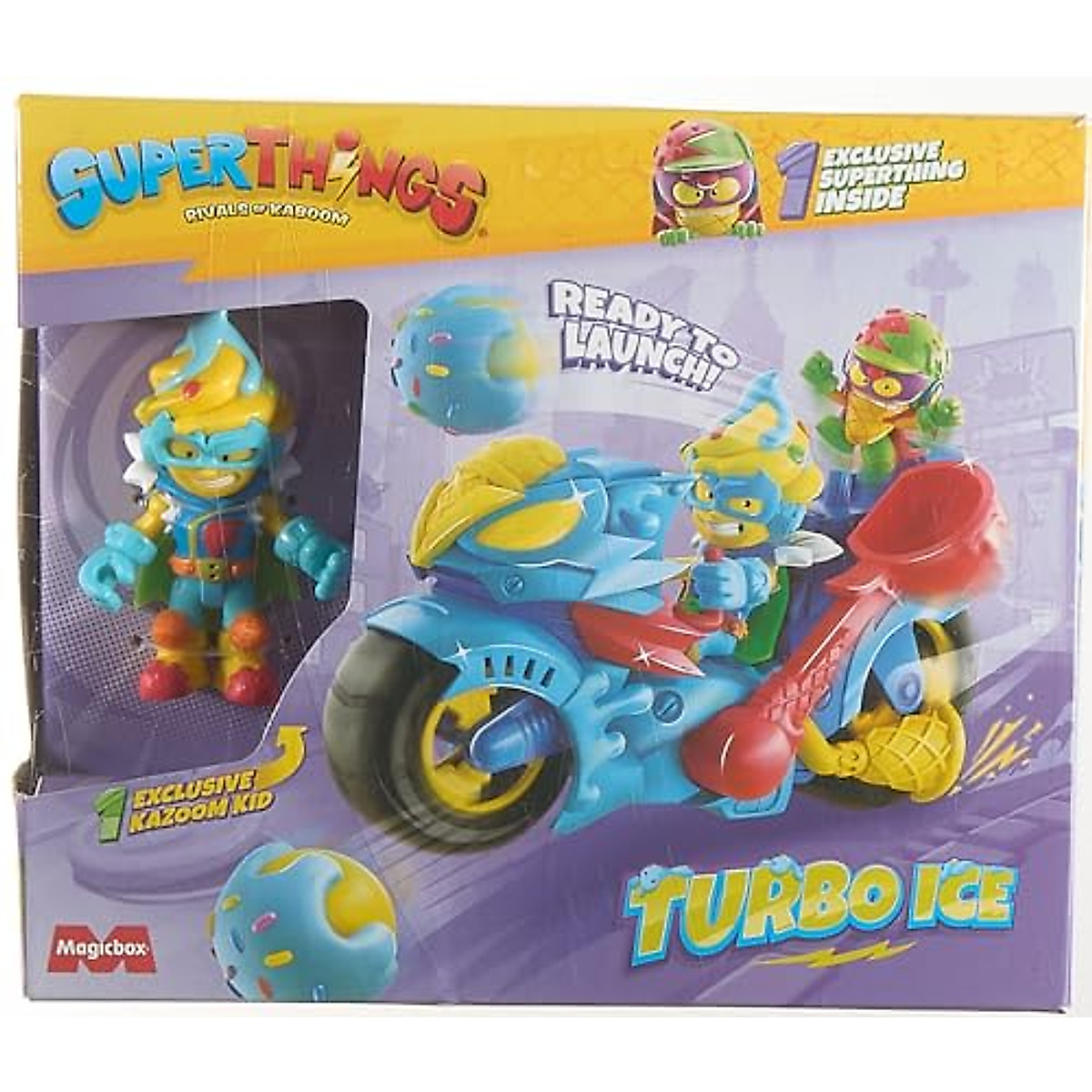 SUPERTHINGS Turbo Ice Scooter with Catapult Ice Cream Ball Launcher, Includes 1 Kazoom Kid and 1 SuperThing