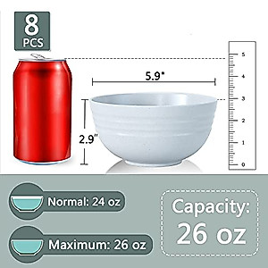 Homestockplus Cereal Bowls 24 OZ Microwave and Dishwasher Safe Bowl BPA-Free Eco-Friendly Bowl Sets Mixed Color for Cereal, Salad, Soup, Rice[Set of 8]