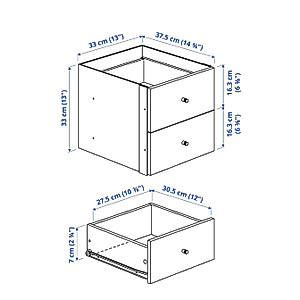 Generic Insert with 2 Drawers, Black-Brown, 13x13 inch Storage Organizer Stackable Cubes Compatible with Kallax Frames, AM.88
