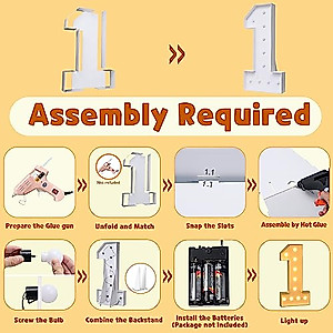 imprsv 4FT Marquee Numbers, Marquee Light Up Numbers for 1st 21st Birthday Decorations, Marquee Light up Letters Anniversary Party Decor, Mosaic Numbers for Balloons Number 1, Pre-Cut Foam Board Kit
