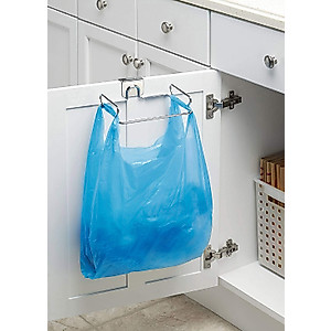 Hanging Garbage Bags Storage Rack Stainless Steel Trash Bag Holder Towel Gloves Hanger for Kitchen Cabinet Cupboard Drawer Back
