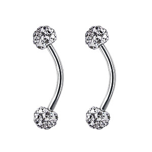 ZS 16 Gauge Eyebrow Rings Curved Barbell 4mm Tiny Crystal Ball Belly Button Rings Nipple Rings Tongue Piercings