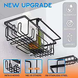 Bivvclaz 4 Pack Shower Caddy, Shower Shelves with Soap Dish and Toothbrush Holder, Adhesive Shower Organizer No Drilling, Rustproof Bathroom Shower Organizer, Shower Shelf for Inside Shower, Black