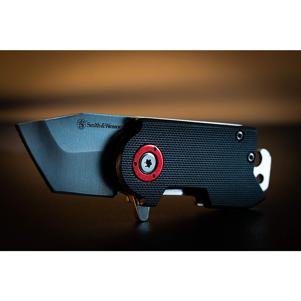 Smith & Wesson Benji 2.5in High Carbon S.S. Folding Keychain Knife with 1.75in Modified Tanto Blade and G10 Handle for Outdoor, Tactical, Survival and EDC , Black