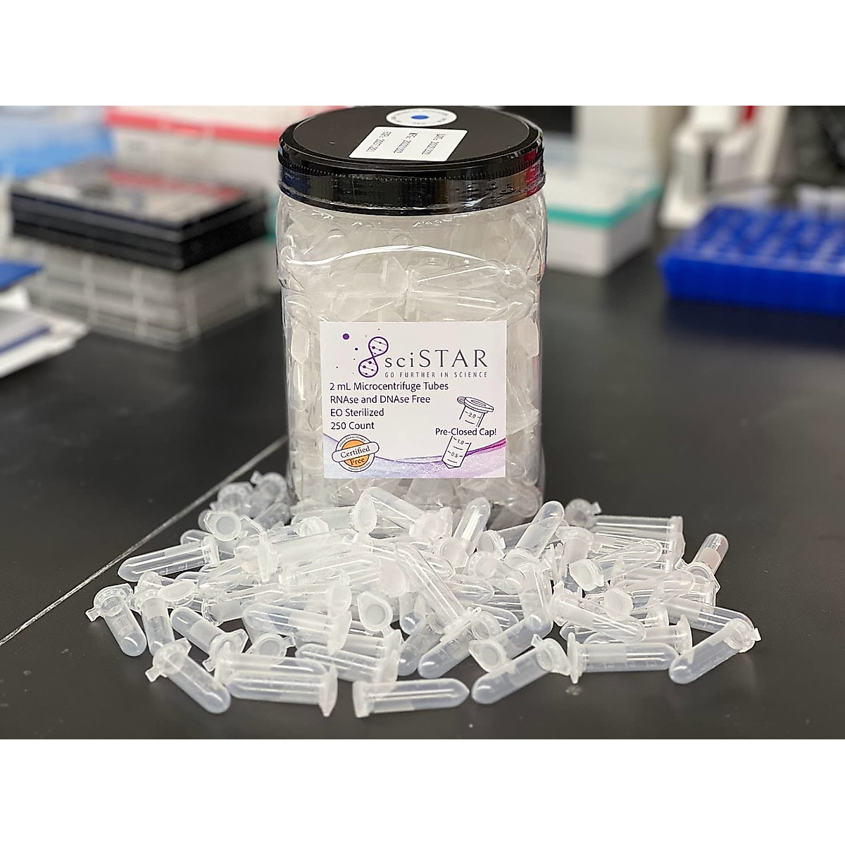 SciStar 2.0ml Microcentrifuge Tubes – sterile – pre-Closed! – with snap Cap: 2.0ml, RNase/DNase Free, Polypropylene Tubes, Container of 250