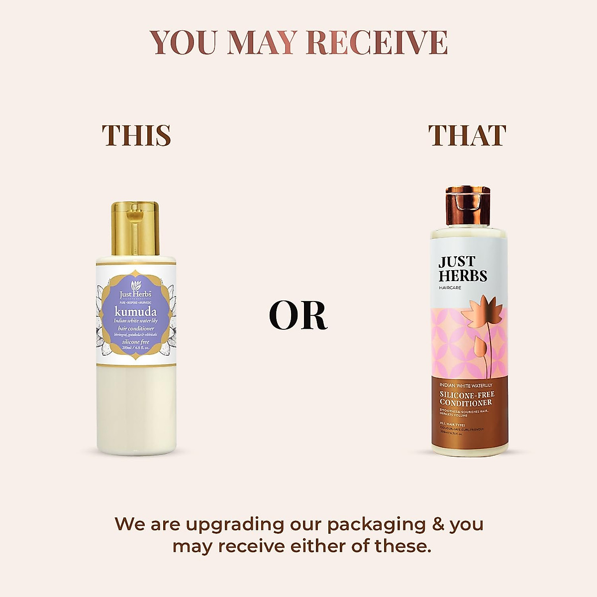 Just Herbs Organic Kumuda Hair Conditioner with White Water Lily & Gotu Kola For Hairfall & Hair Thinning, Silicon & Sulfate Free Conditioner - 6.8 fl.oz.