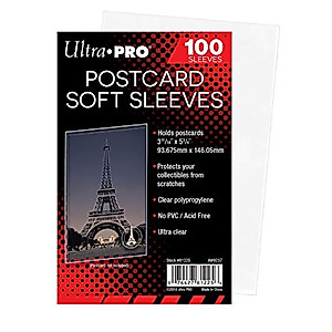 Ultra Pro Postcard Soft Sleeves Ultra Clear | Holds 3-11/16" x 5-3/4" Postcards | 100-Count