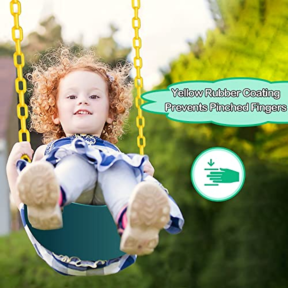 Highpro Swings Seats Heavy Duty with 65 Inches Chain Plastic Coated and 2 Hooks, Playground Swing Set Accessories Replacement, Support 250lb (Green)