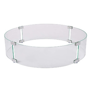 Fire Sense 64009 Gas Fire Pit Wind Guard Tempered Round Clear Glass Best Flame Viewing Experience for Propane Gas Fire Pits & Patio Heaters - 26 Inches