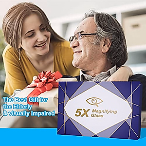 5X Full-Page Magnifying Glass for Reading, Handheld Lightweight Magnifier Provide Large Page Viewing Area Perfect for Reading Small Prints and Low Vision Person Black