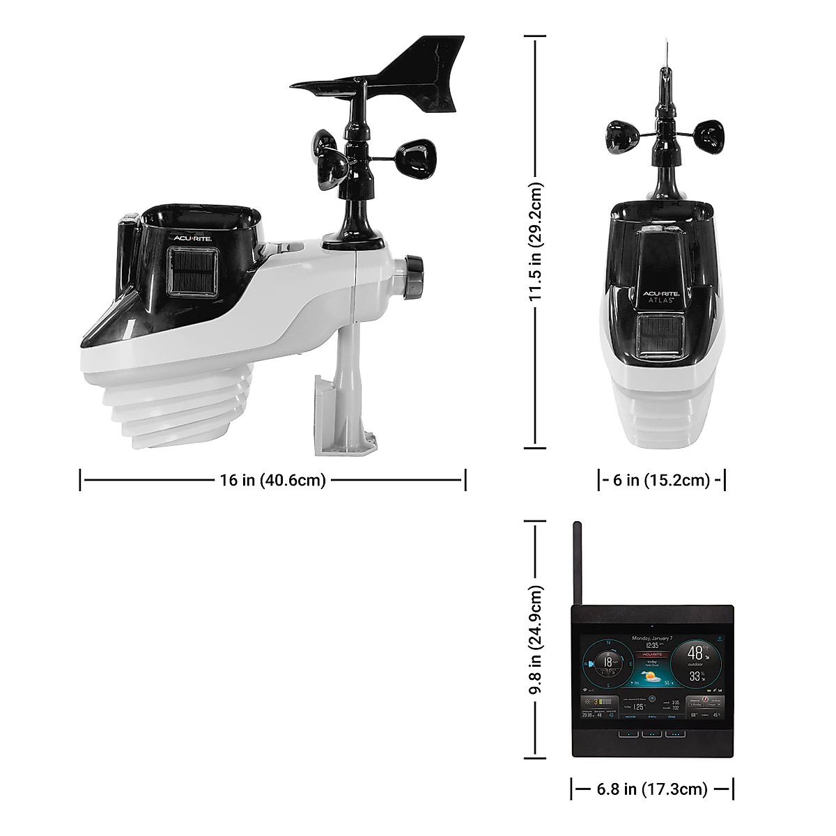 AcuRite Atlas Professional Weather Station with Direct-to-Wi-Fi HD Display, Lightning Detection, Built-In Barometer, and Temperature, Humidity, Wind Speed/Direction and Rainfall Measurements (01001M)