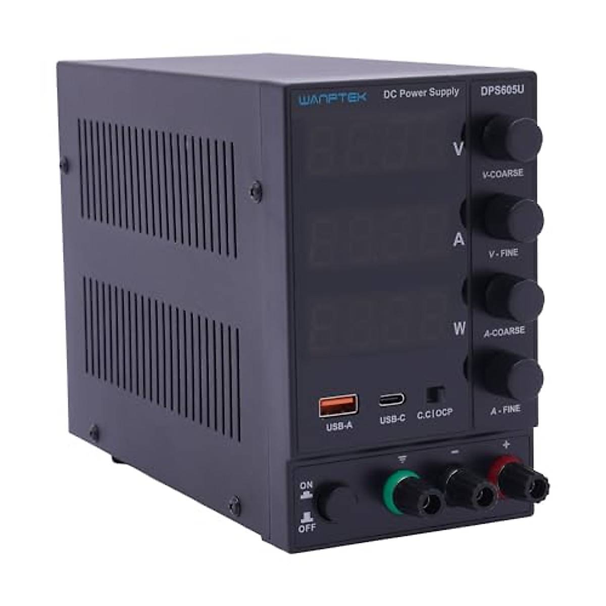 DC Power Supply Variable 300W, DPS605U Bench Power Supply with Encoder Adjustment Knob, DC Regulated Power Supply with USB Quick-Charge for Burn-in Test Production Line Test Laboratory (60V 5A Black)