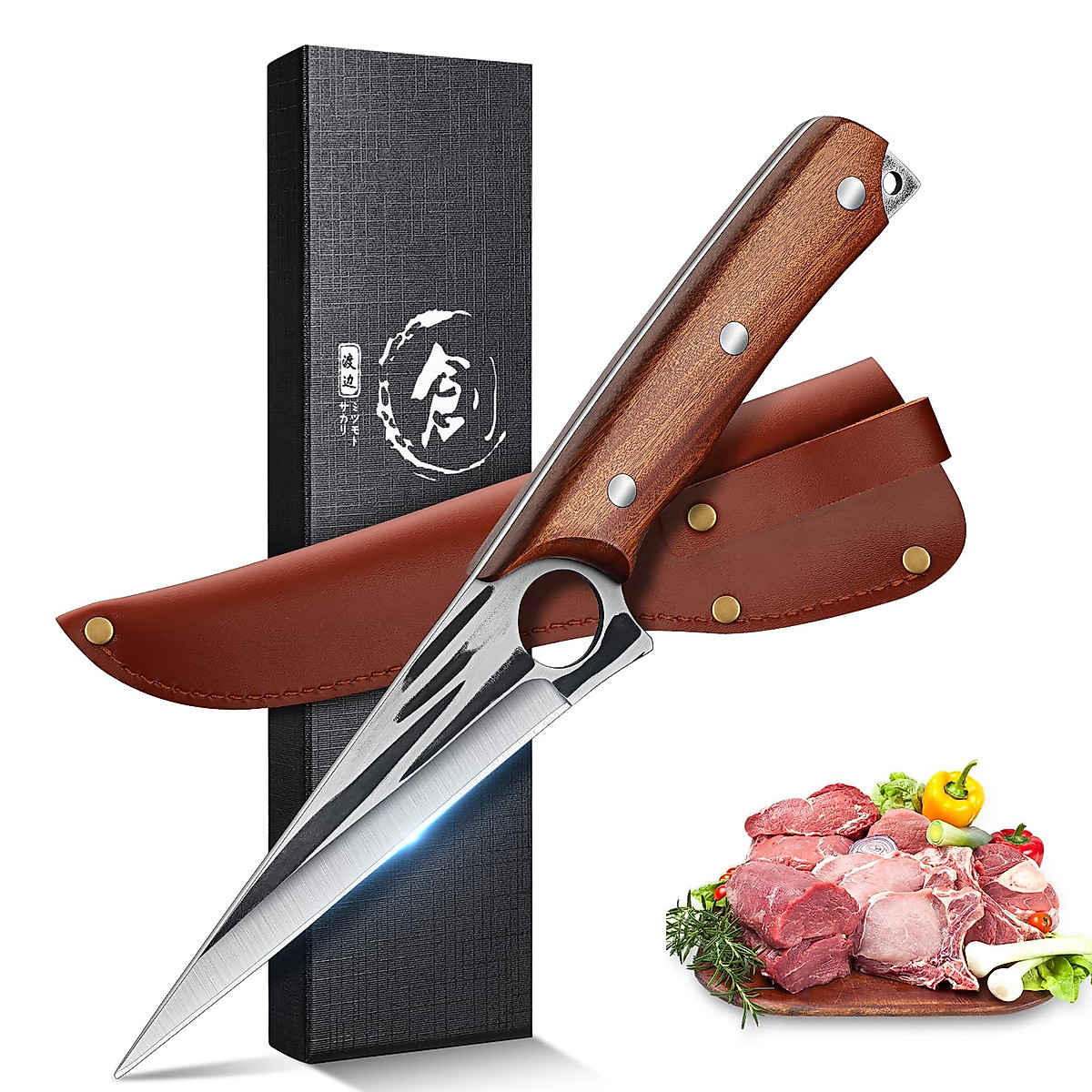 TOMBRO Boning Knife for Meat Cutting, 6 Inch Super Sharp Deboning Knife,Full Tang Fillet Knife with Ergonomic Rosewood Handle,Versatile Deboning Knife With Gift Box,Meat Trimming Butcher Knife