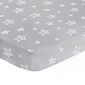 Pack and Play Sheets Fitted Compatible with Graco Pack N Play, Mini Crib Sheets 39"x 27"x 5'' fits Playard Playpen, Lovely Star Print Pack and Play Fitted Sheets for Boys and Girls Mini Crib Bedding
